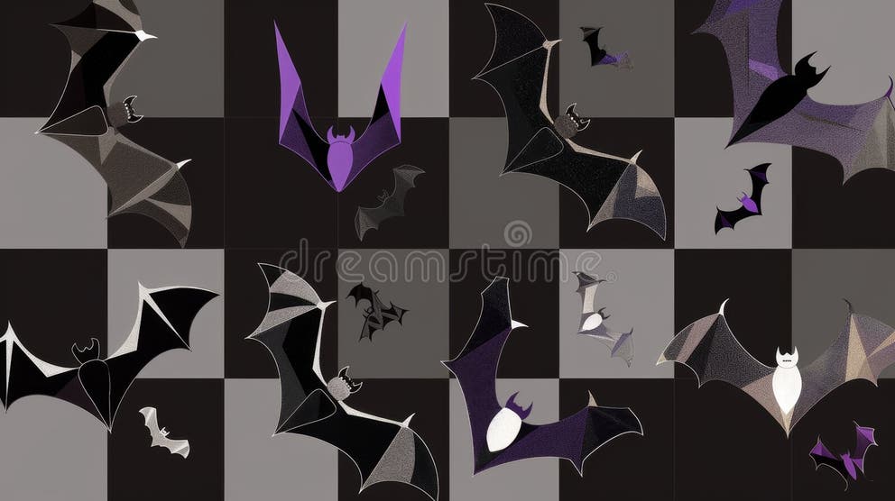 Abstract Geometric Bats Collage in Grayscale Mosaic Pattern Stock Photo ...