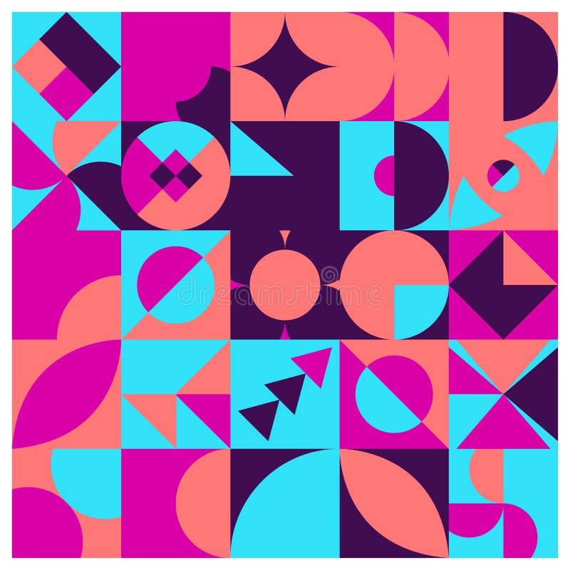 Abstract Geometric Bauhaus Pattern Design. Stock Vector - Illustration ...