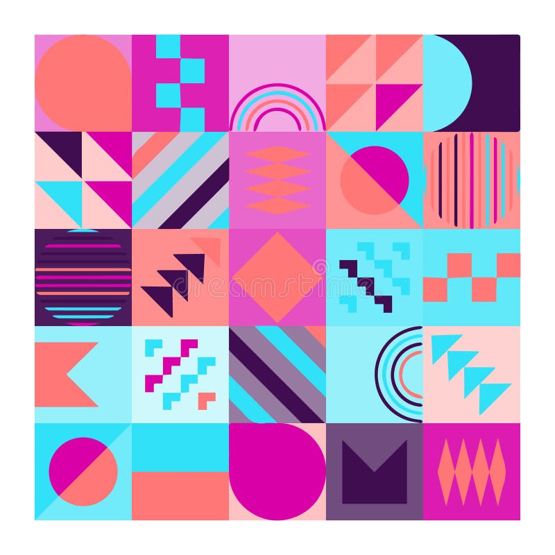 Colorful Bauhaus Pattern Design Stock Vector - Illustration of triangle ...