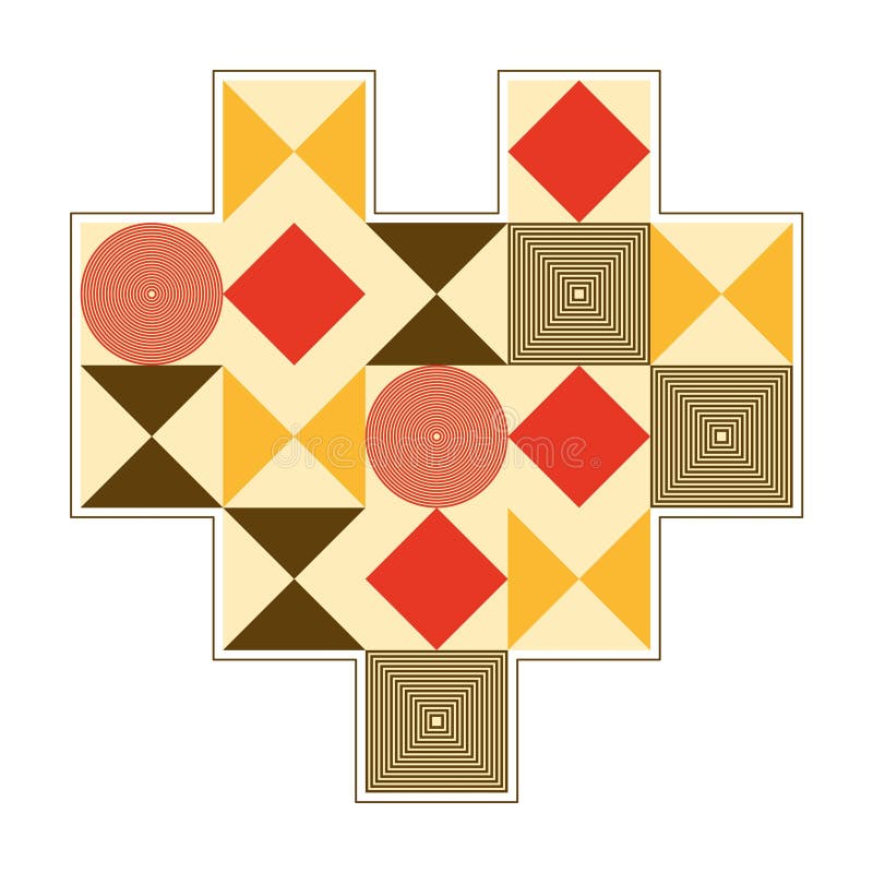 Abstract Geometric Bauhaus Shape Heart. Triangles, Squares, Circle and ...