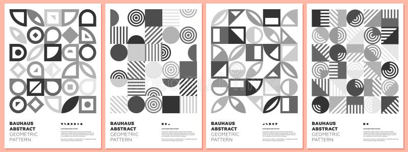 Abstract Geometric Bauhaus Style Shapes Combination Poster Set. Memphis ...