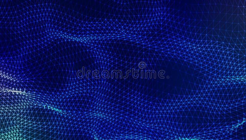 Abstract Geometric Big Data Mesh Pattern in Blue Hues with a Geometric Grid. Abstract Digital ...