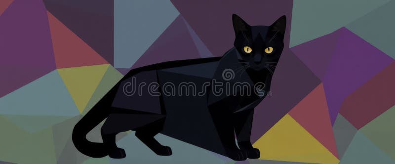 Abstract Geometric Black Cat, Sharp Angles, Minimalist Design, Abstract ...