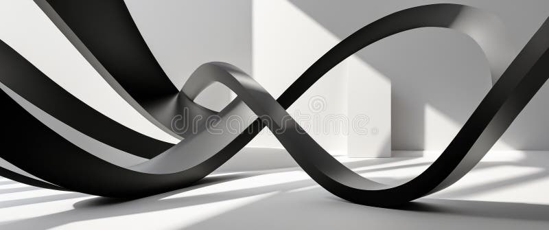 Abstract Geometric Black Shapes Modern Art with Dynamic Lines and ...