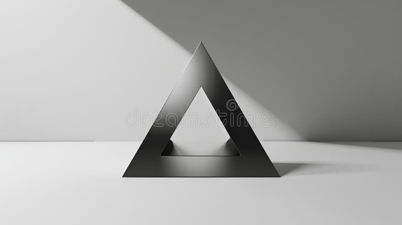 Abstract Geometric Black Triangle on a Minimalistic Gray Surface ...