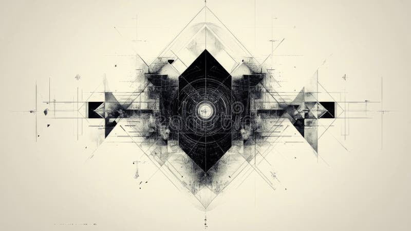 Abstract Geometric Black and White Design with Intricate Shapes Stock ...