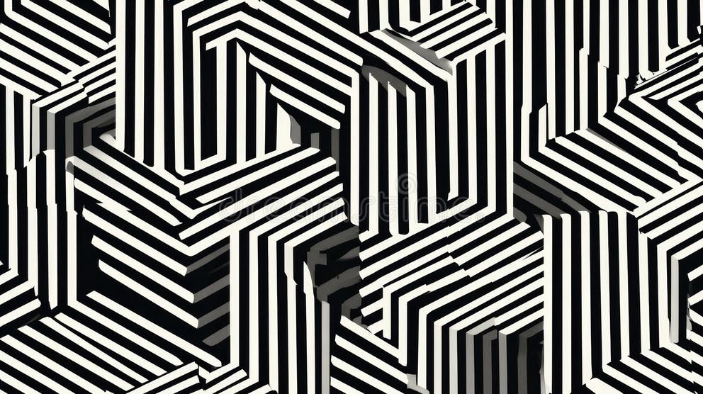 Abstract Geometric Black and White Optical Illusion Pattern Design ...
