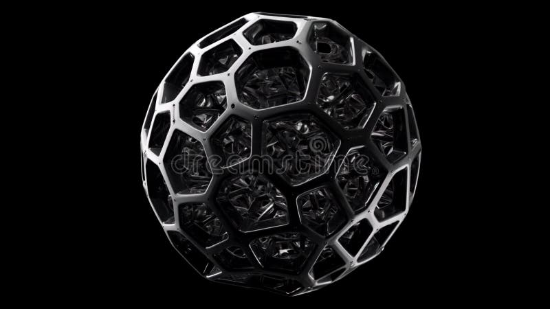 Abstract Geometric Black and White Sphere with Hexagonal Patterns Stock ...