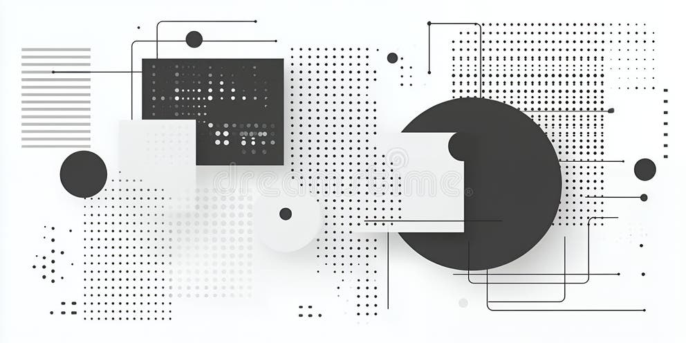 Abstract Geometric Black White Tech Background Design Stock ...