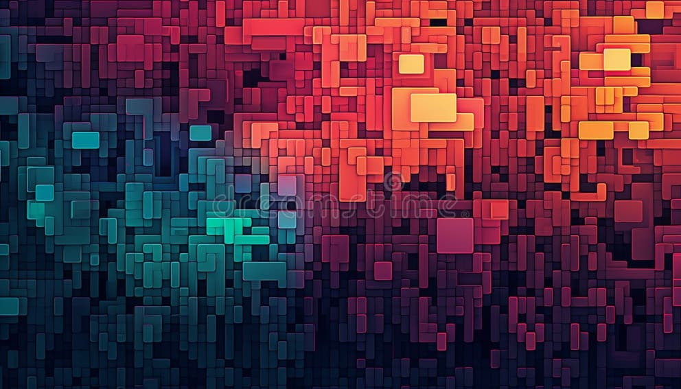 Abstract Geometric Block Pattern Vibrant Color Mosaic. Stock Image ...