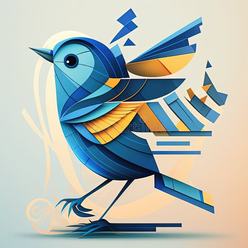 Abstract Geometric Blue Bird, Low Poly in Constructivism Style Design ...