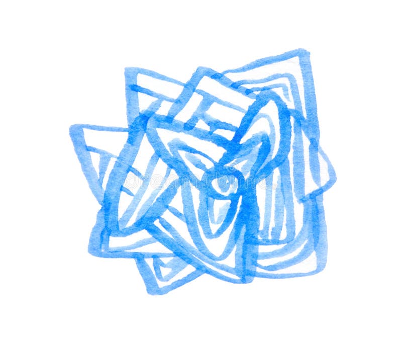 Abstract Geometric Blue Doodle; Hand-drawn Spiral Pattern with ...