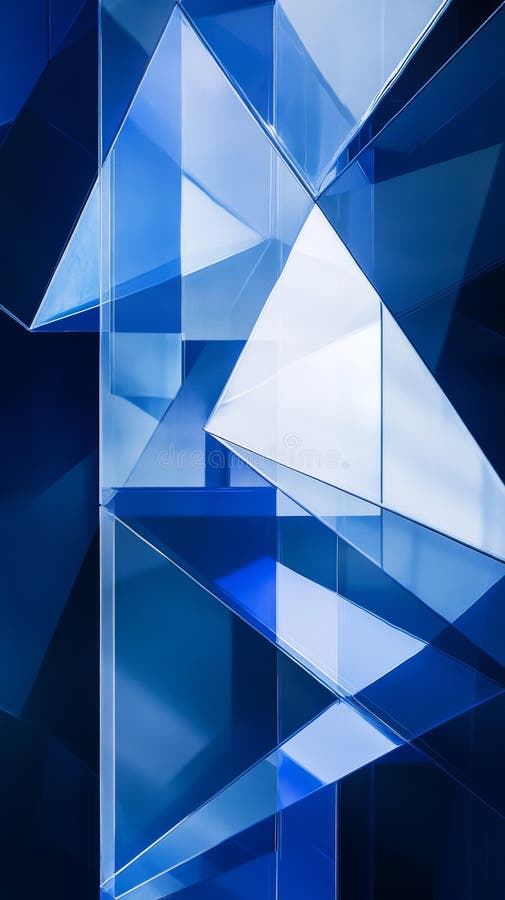 Abstract Geometric Blue Glass Shapes with Reflections, Modern Art ...