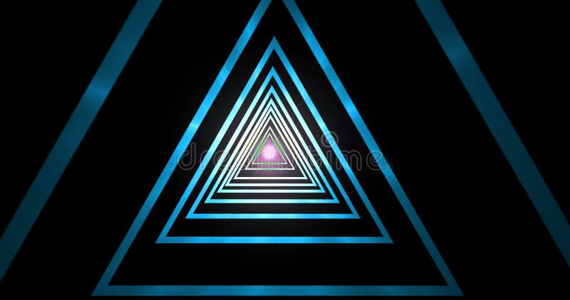 Abstract Geometric Blue Gradient Triangle Tunnel Hypnotic Spiral, with ...