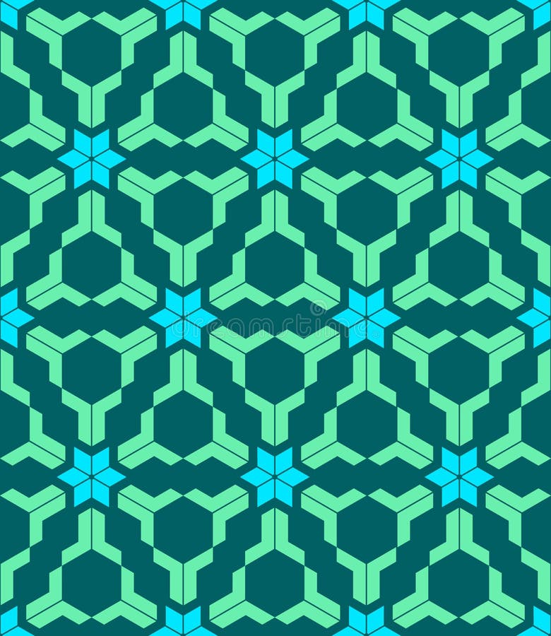 Abstract Geometric Blue Green Seamless Pattern Stock Vector ...