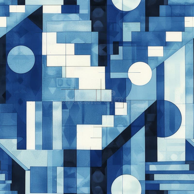 Abstract Geometric Blue Pattern Artwork Stock Photo - Image of blue ...