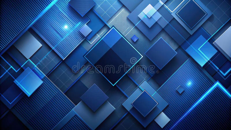 Abstract Geometric Blue Square Pattern Design with Subtle Glowing Lines ...