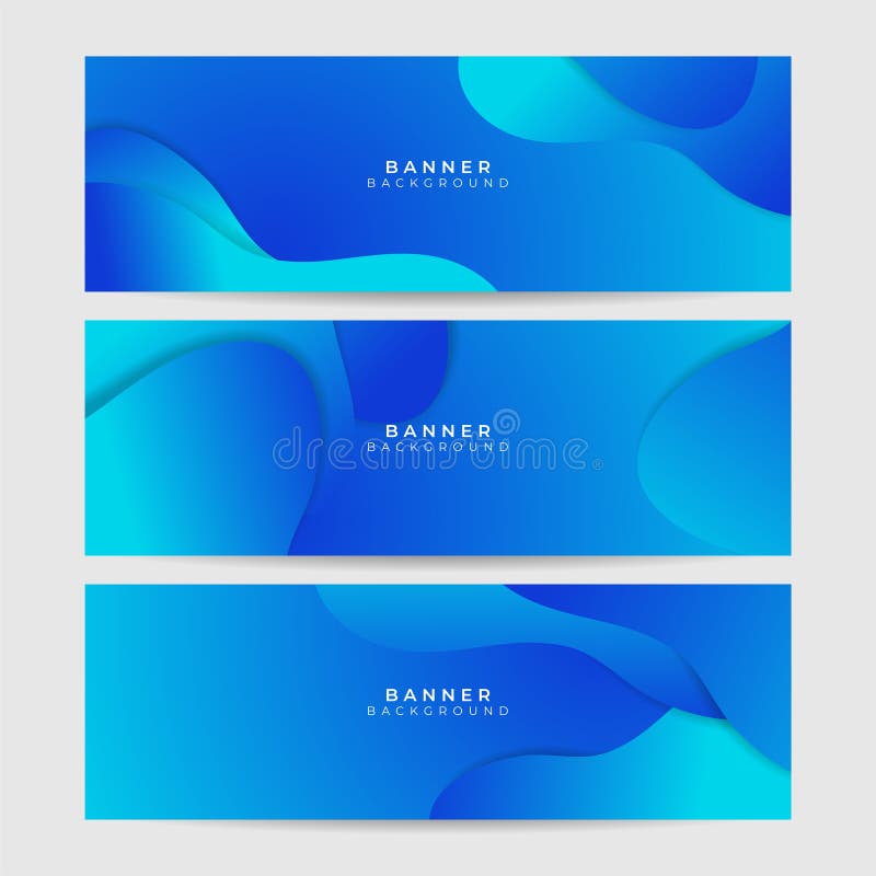 Abstract Geometric Blue Web Banner Vector Gradient Template. Vector ...