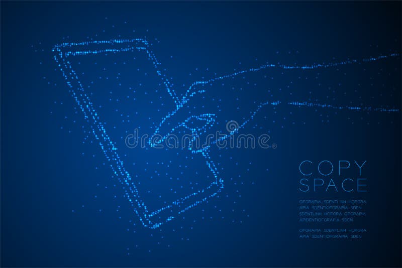 Hand Touch Screen Smartphone Shape Wireframe Polygon Golden Frame ...