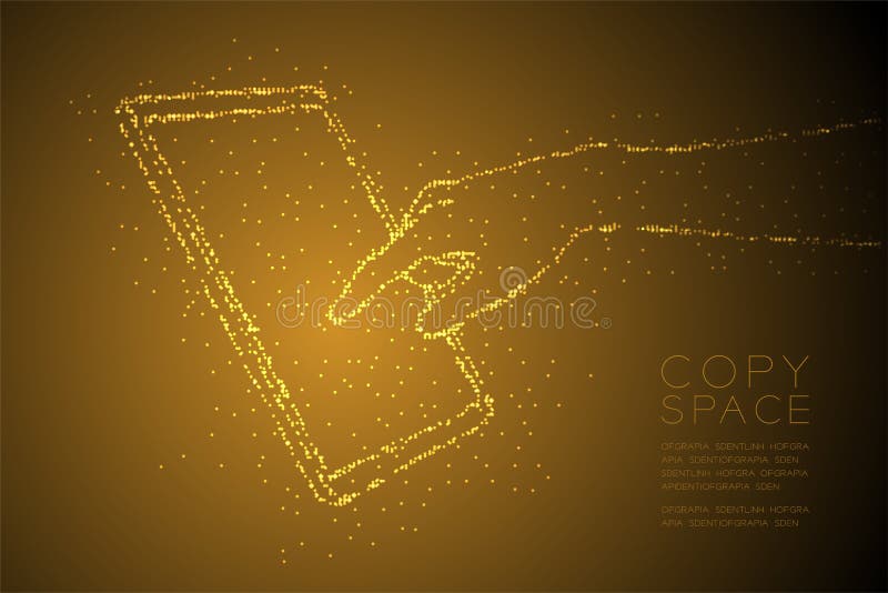 Hand Touch Screen Smartphone Shape Wireframe Polygon Golden Frame ...