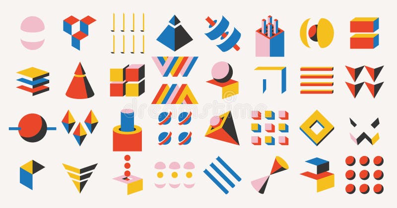 Abstract, Geometric, Bold, Bauhaus-inspired Pattern Featuring ...