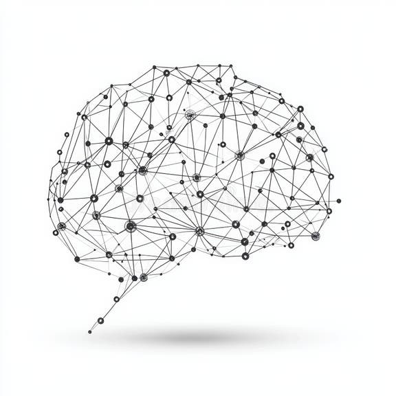 Abstract Geometric Brain Structure with Connecting Nodes and Lines ...