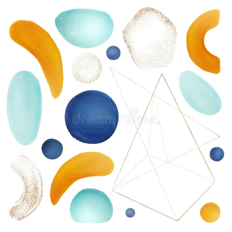 Abstract Geometric Brushes and Watercolor Shapes Stock Vector ...