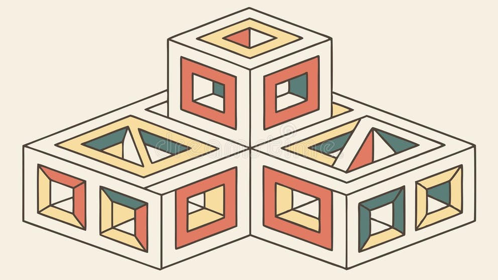 Abstract Geometric Building Blocks Pattern Vector, Vector Design ...