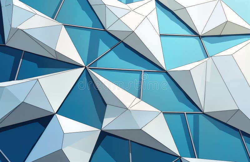 Abstract Geometric Building Facade. Modern Architecture Design. Blue ...