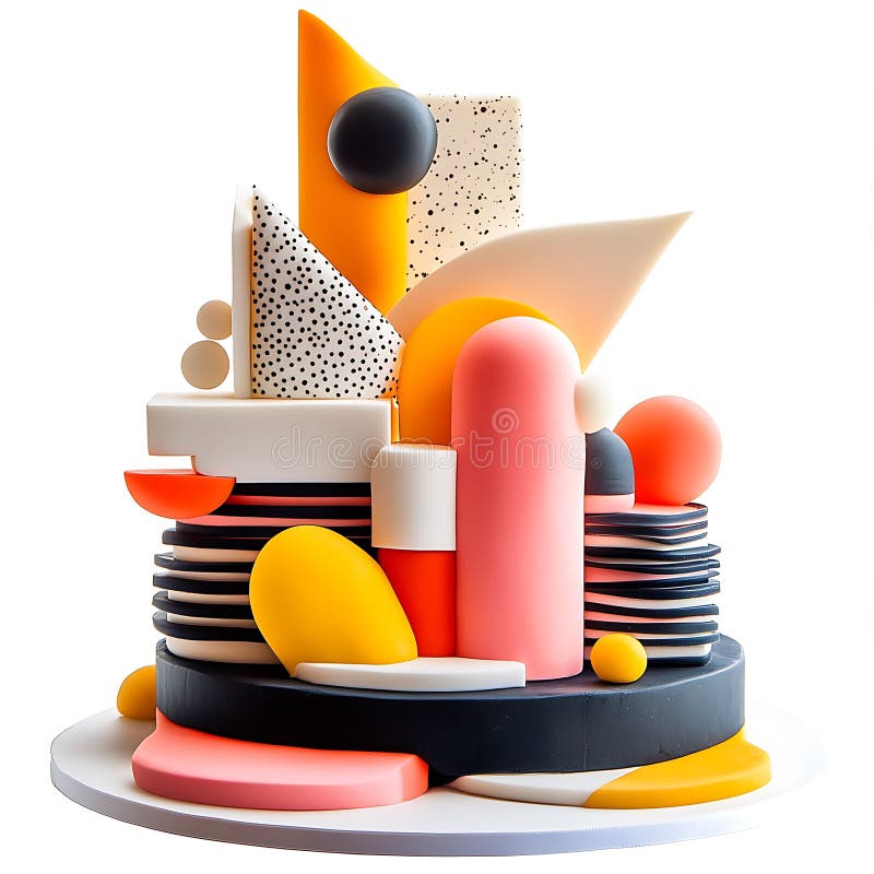 Abstract Geometric Cake Design with Bold Shapes Stock Illustration ...