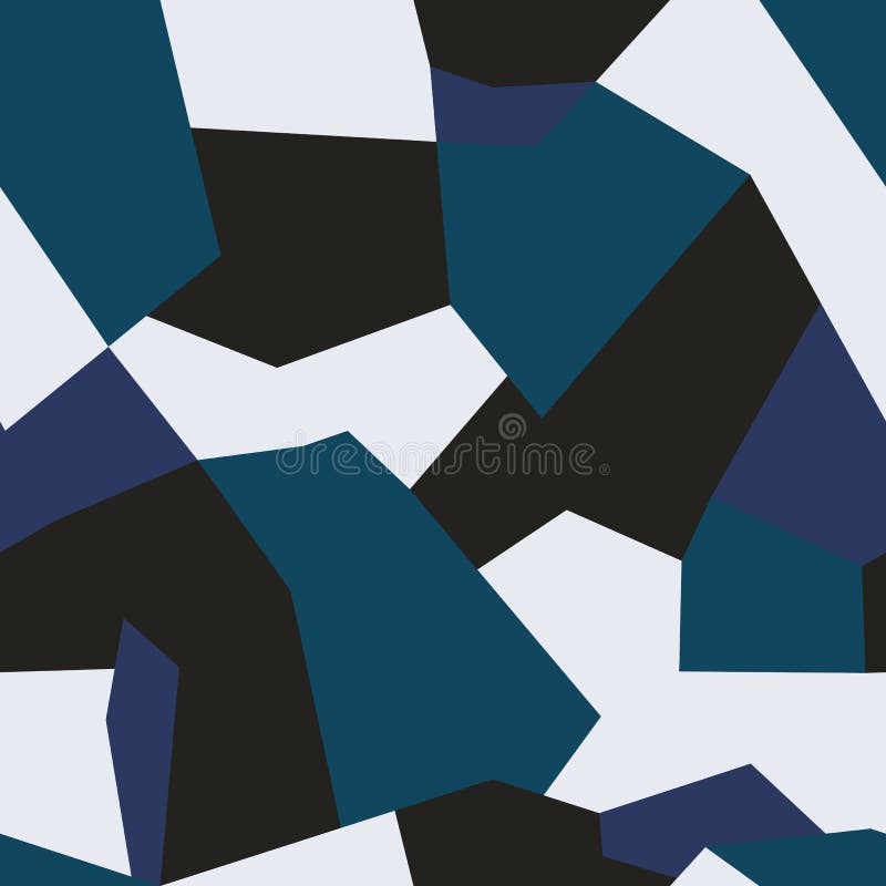 Abstract Geometric Camouflage Seamless Pattern Background with Blue ...