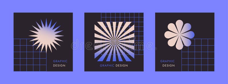 Abstract Geometric Cards, Trendy Geometric Elements Dark Background ...