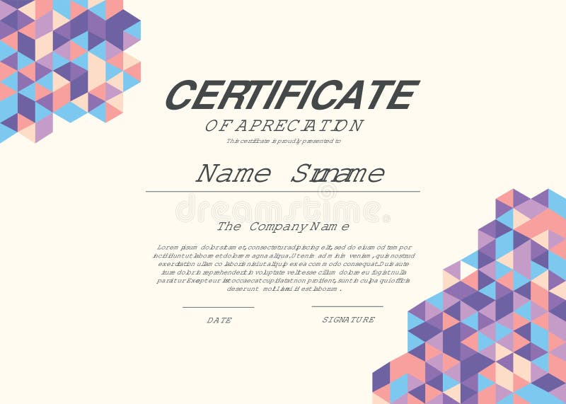 Abstract Geometric Certificate Template Stock Vector - Illustration of ...