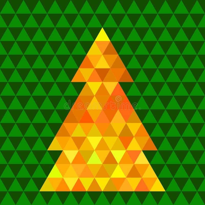 Abstract Geometric Christmas Tree with Colorful Triangles, Mosaic Style ...