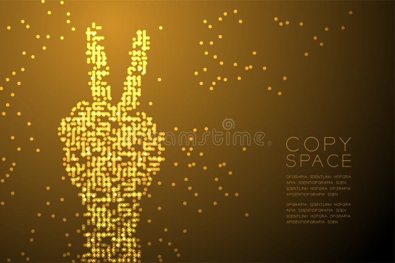 Abstract Geometric Circle Dot Pattern Victory Hand Shape, Sign Language ...