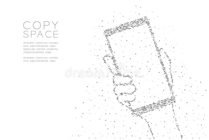 Abstract Geometric Circle Dot Pixel Pattern Hand Holding Smartphone ...