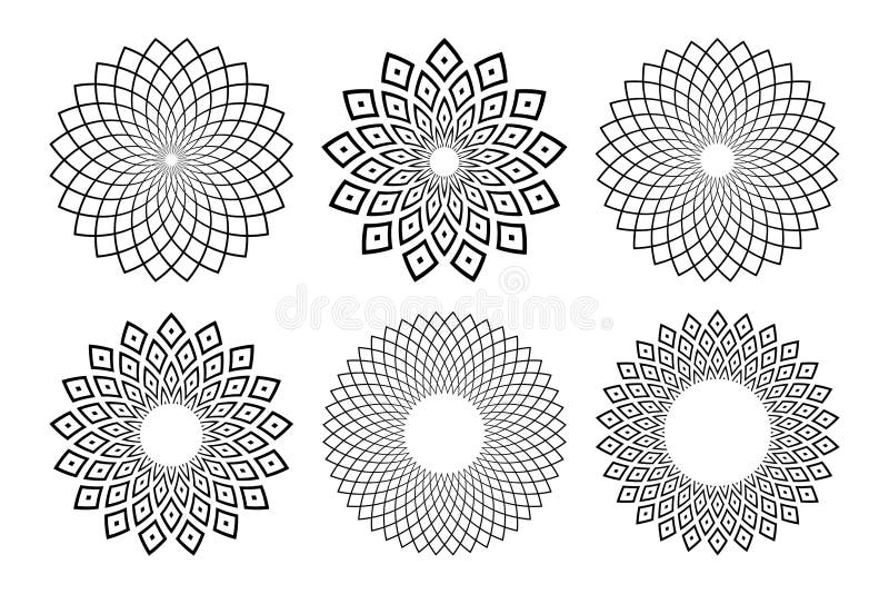 Abstract Geometric Circle Radial Patterns Stock Vector - Illustration ...