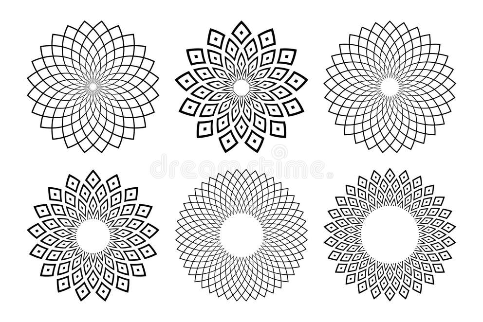 Abstract Geometric Circle Radial Patterns Stock Vector - Illustration ...