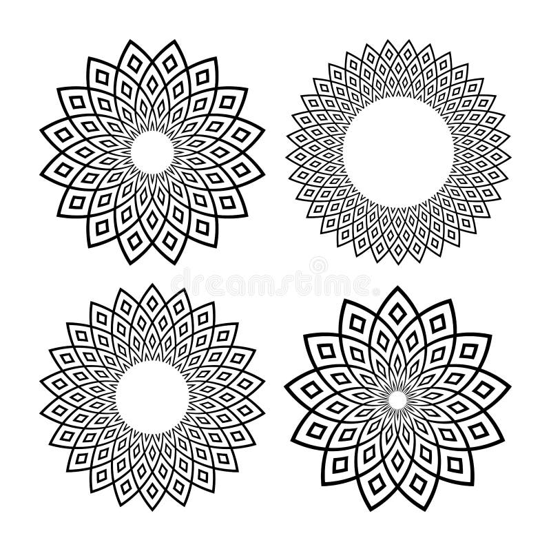 Abstract Geometric Circle Radial Patterns Stock Vector - Illustration ...