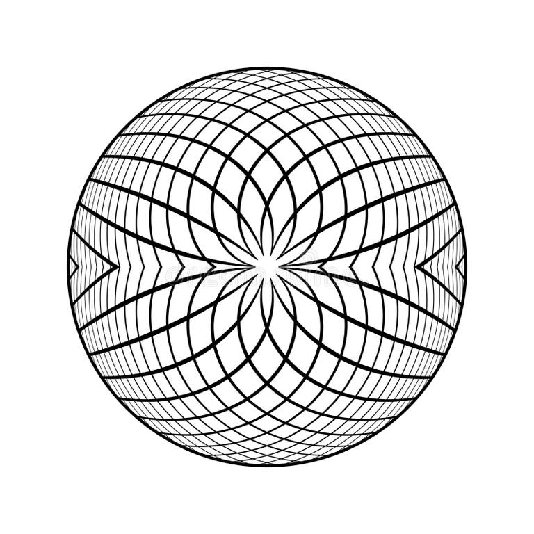 Abstract Geometric Circle Spherical Black and White Grid Pattern. 3D ...