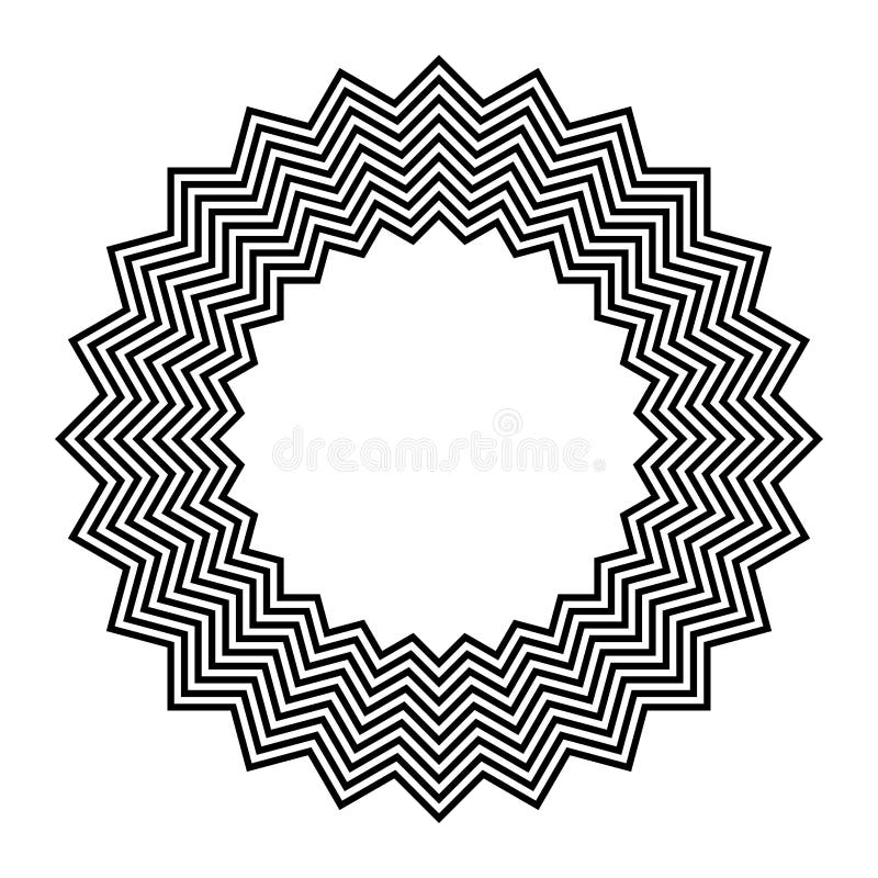 Abstract Geometric Circle Zig Zag Lines Pattern for Round Frame Stock ...