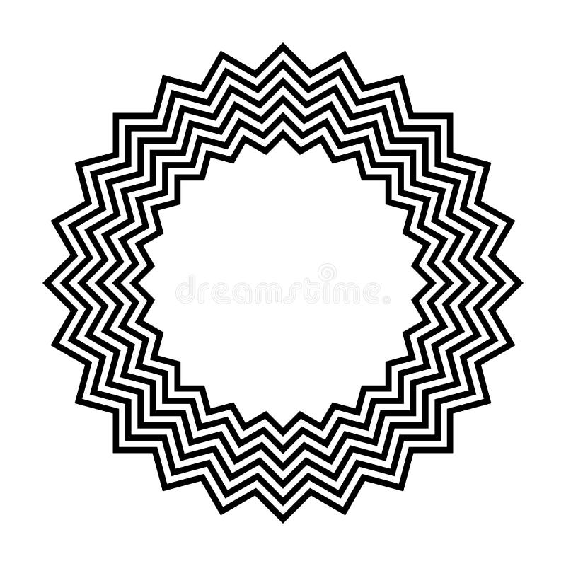 Abstract Geometric Circle Zig Zag Lines Pattern for Round Frame Stock ...