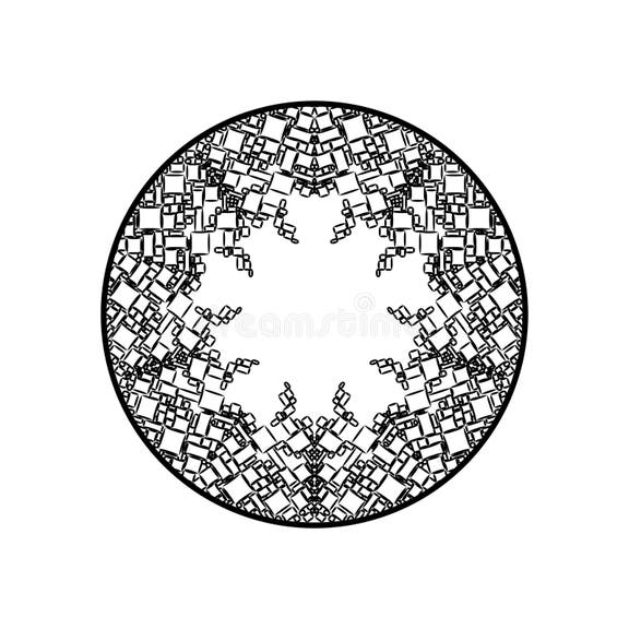 Abstract Geometric Circular Pattern with Intricate Rectangular Designs ...