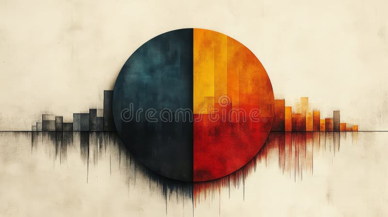 Abstract Geometric Cityscape with Circular Gradient, Urban Art Concept ...