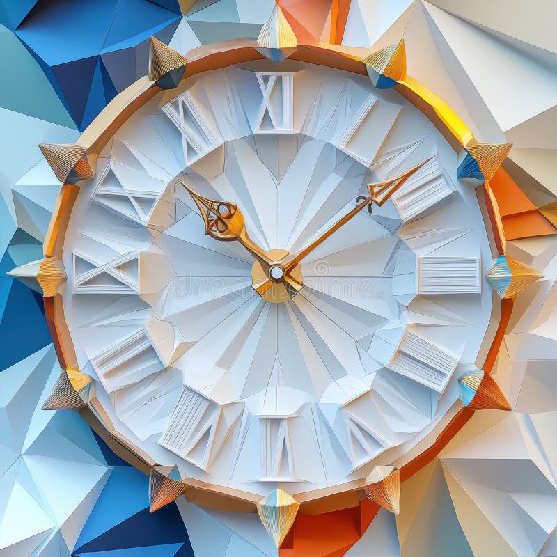 Abstract Geometric Clock in Low Poly Style Stock Illustration ...