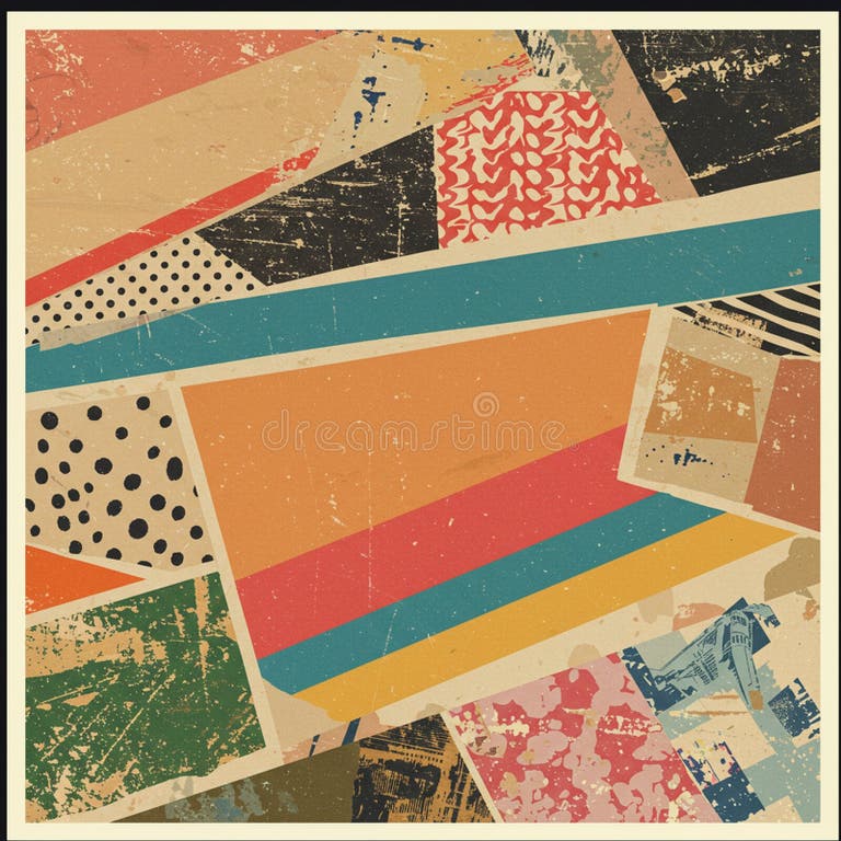 Abstract Geometric Collage Featuring Overlapping Shapes and Patterns ...