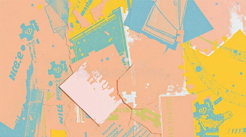 Abstract Geometric Collage with Pastel Colors and Textured Layers Stock ...
