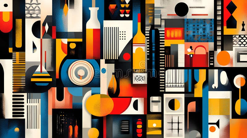 Abstract Geometric Collage with Vibrant Colors Stock Illustration ...