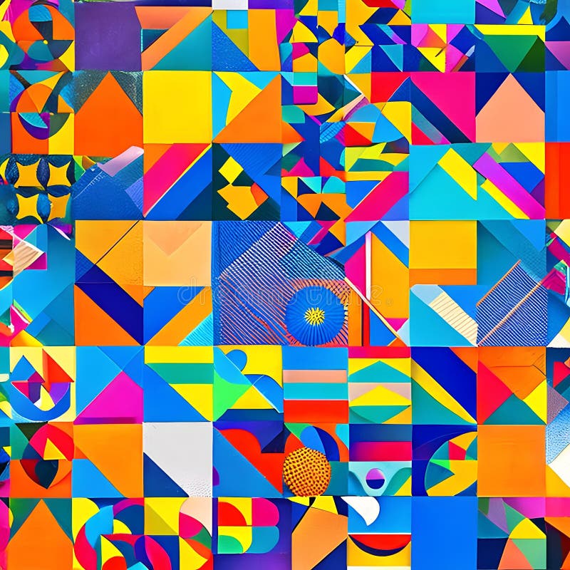 1064 Abstract Geometric Collage A Vibrant And Dynamic Background Featuring An Abstract Collage