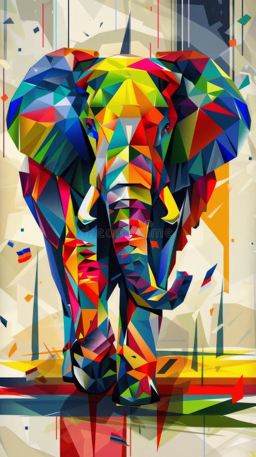 Abstract Geometric Colorful Elephant in Modern Pop Art Style Stock ...